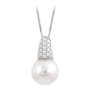 Pearl and CZ Pendant – Cumbie Jewelers