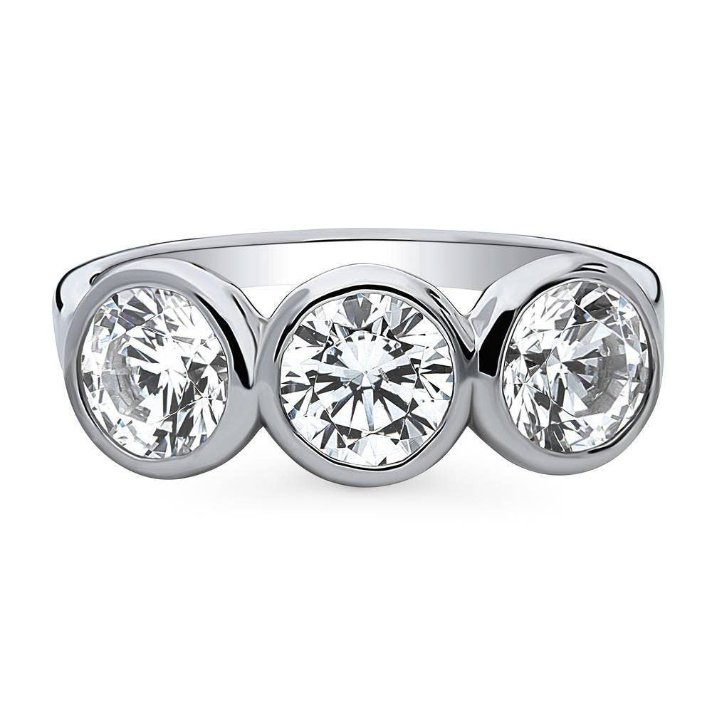 Silver 3-Stone Round CZ Ring – Cumbie Jewelers